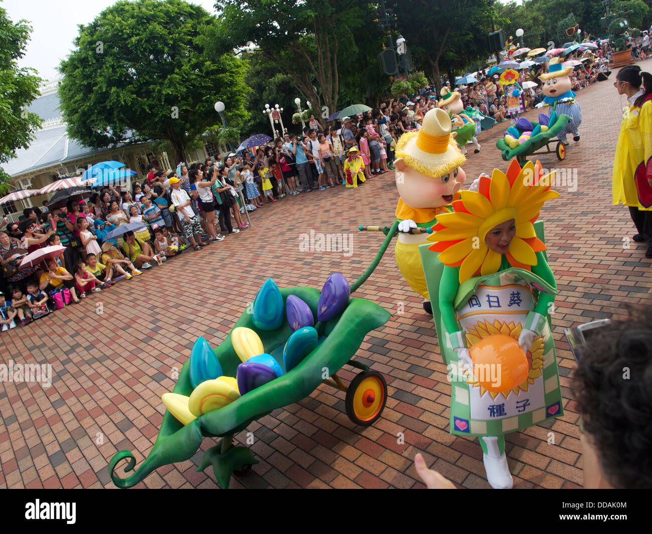 The water parade at Disneyland Hong Kong. Disney characters travel ...