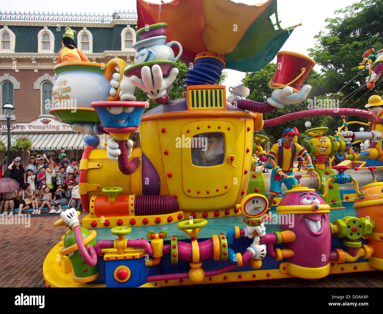 The water parade at Disneyland Hong Kong. Disney characters travel ...