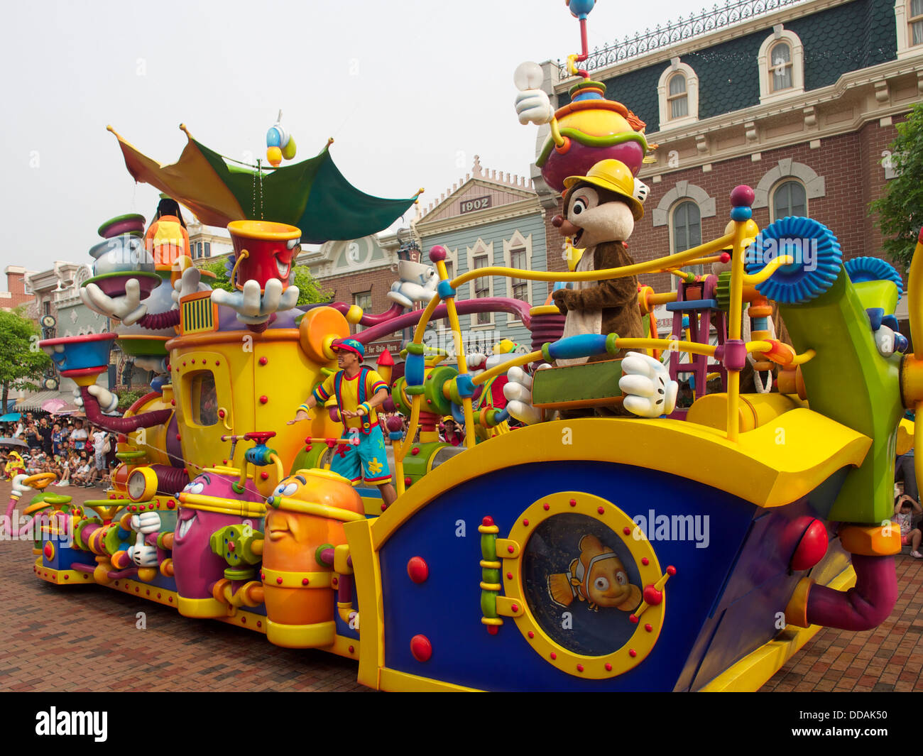The water parade at Disneyland Hong Kong. Disney characters travel ...