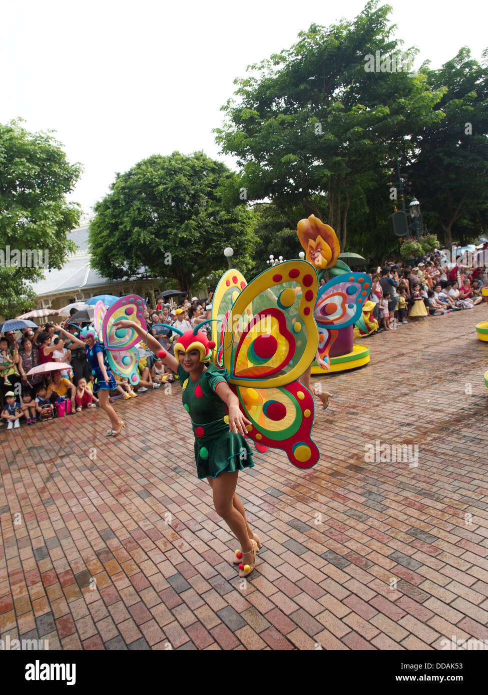 The water parade at Disneyland Hong Kong. Disney characters travel ...