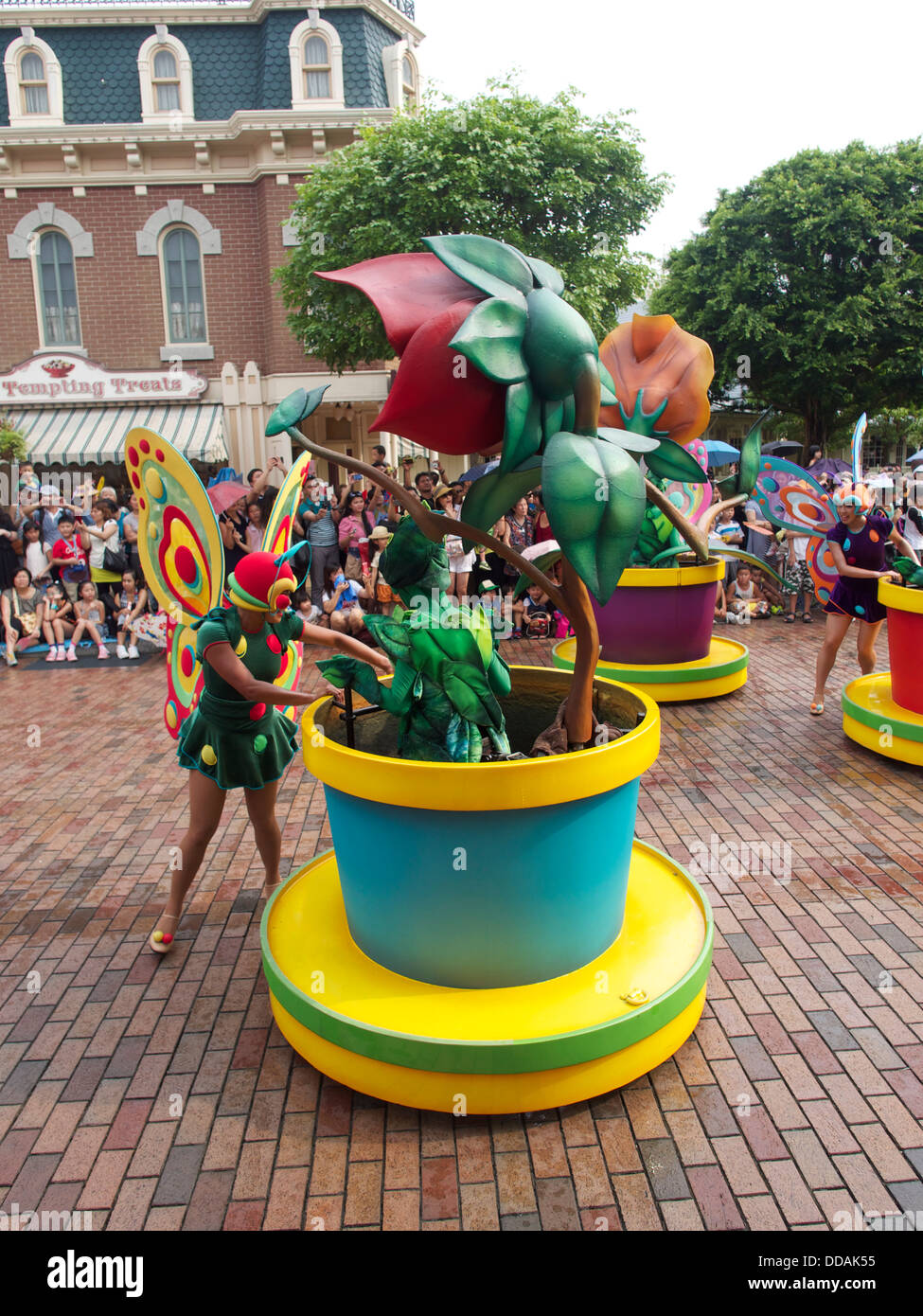 The water parade at Disneyland Hong Kong. Disney characters travel ...