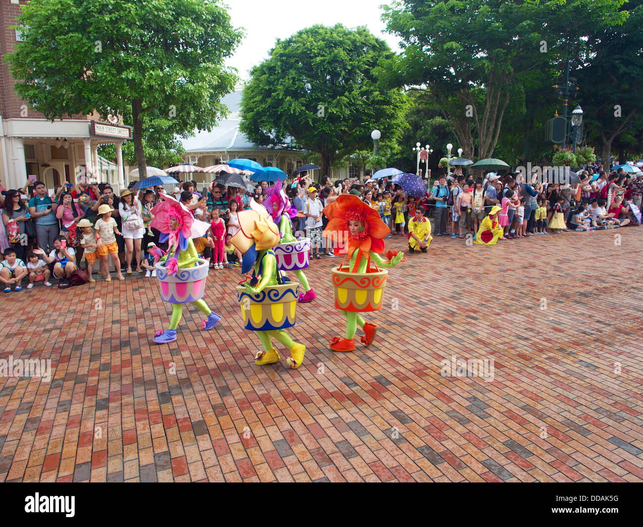 The water parade at Disneyland Hong Kong. Disney characters travel ...