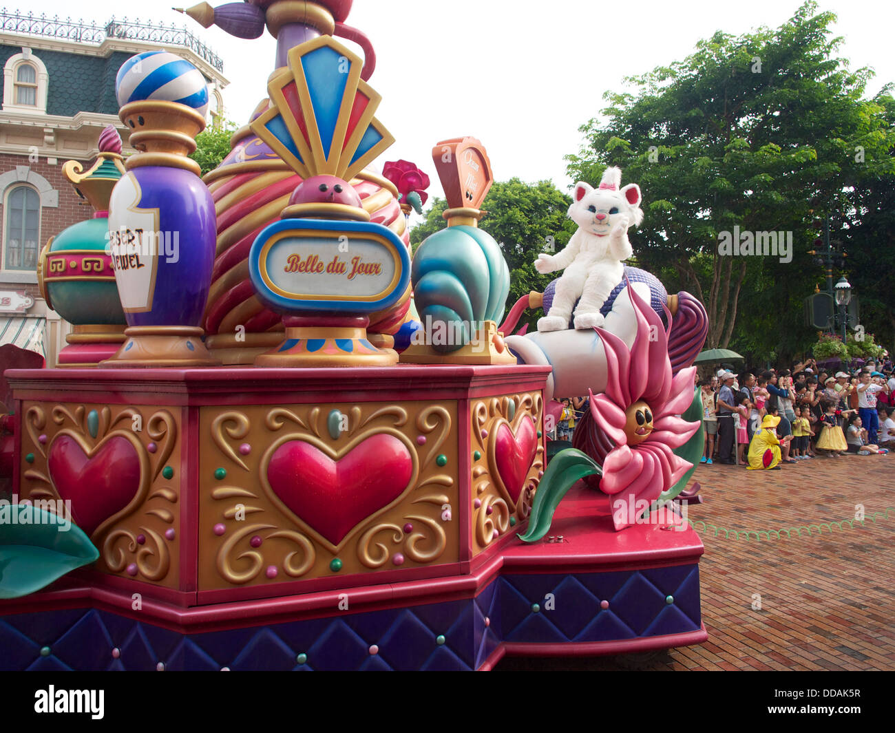 The water parade at Disneyland Hong Kong. Disney characters travel ...