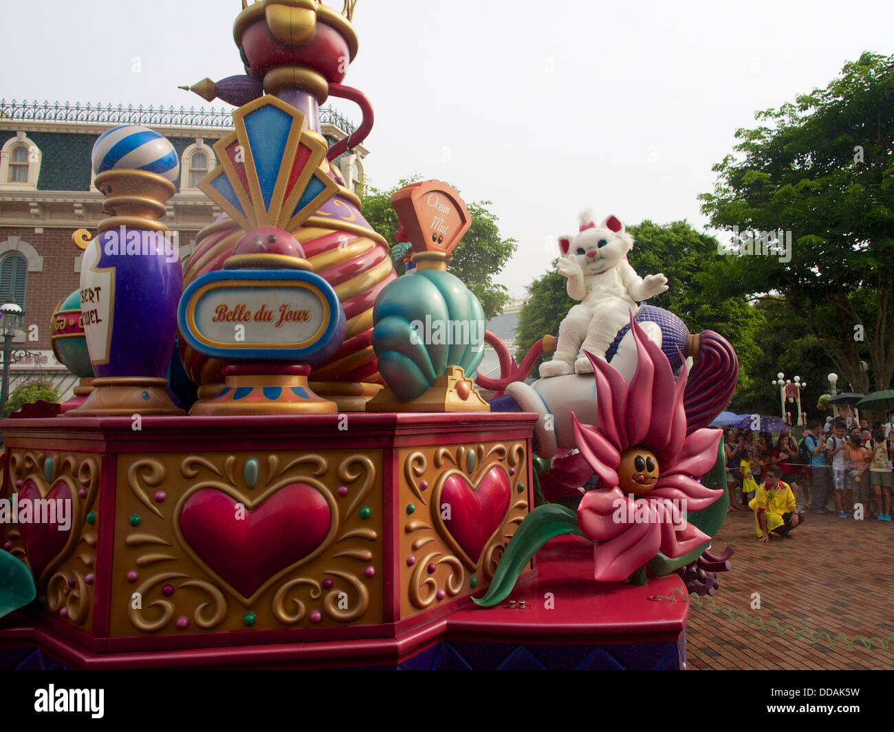 The water parade at Disneyland Hong Kong. Disney characters travel ...