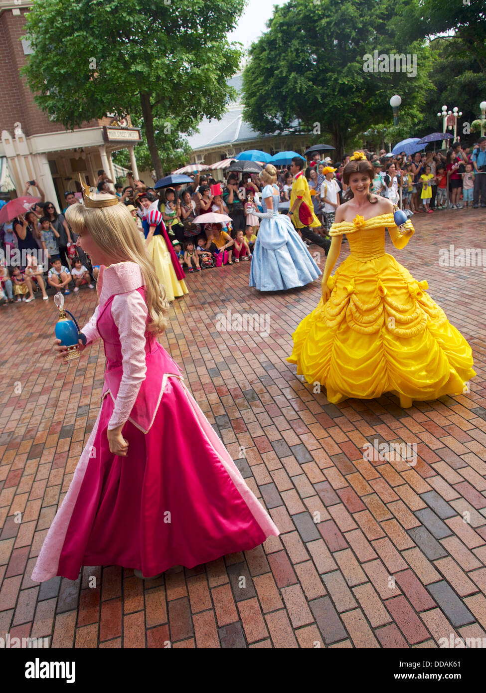 The water parade at Disneyland Hong Kong. Disney characters travel ...