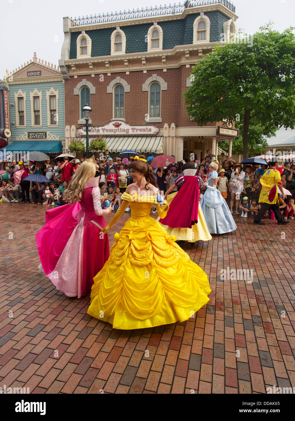 The water parade at Disneyland Hong Kong. Disney characters travel ...