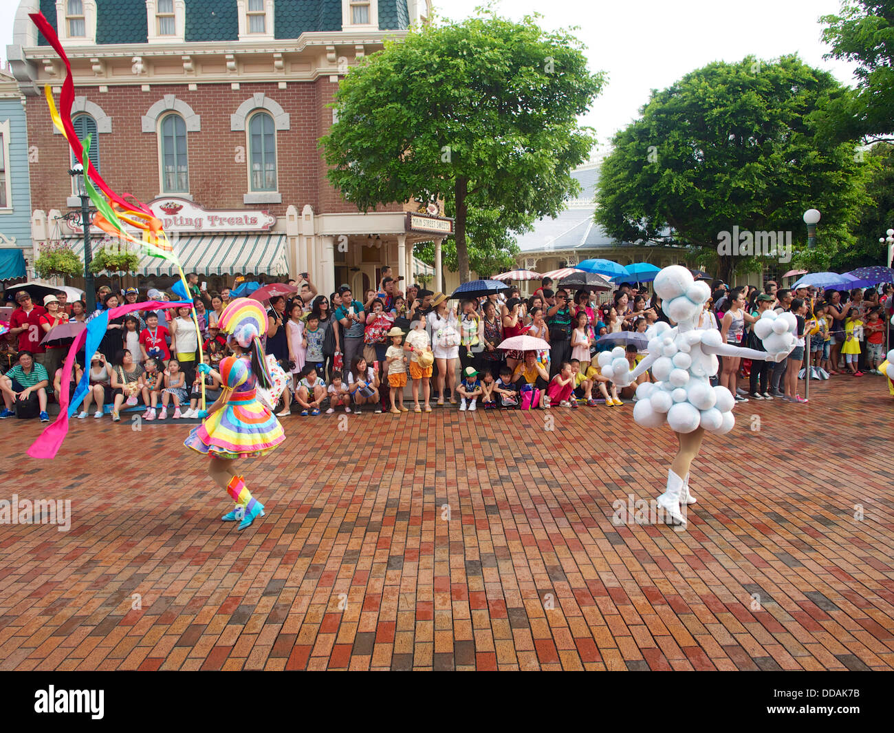 The water parade at Disneyland Hong Kong. Disney characters travel ...