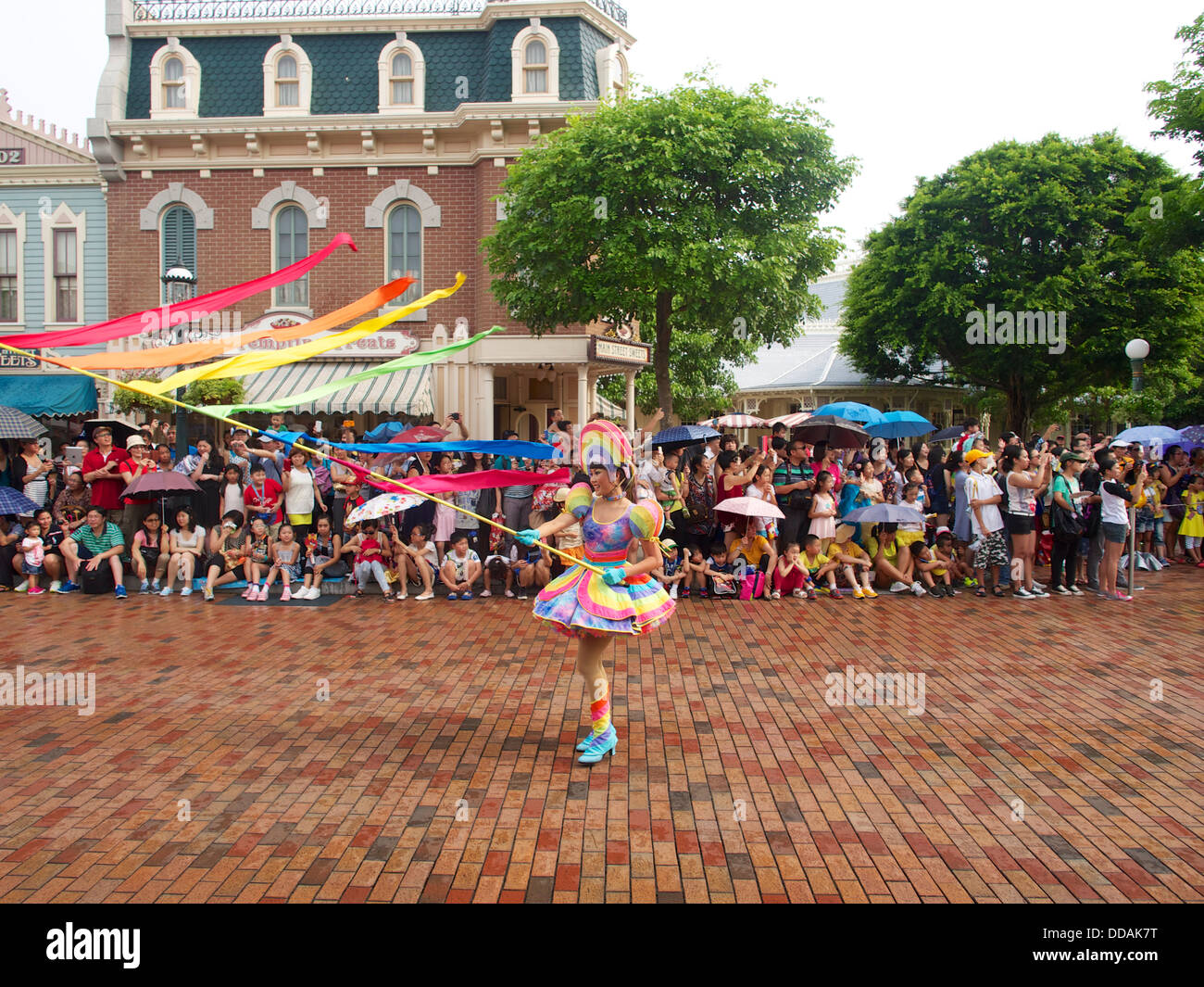 The water parade at Disneyland Hong Kong. Disney characters travel ...
