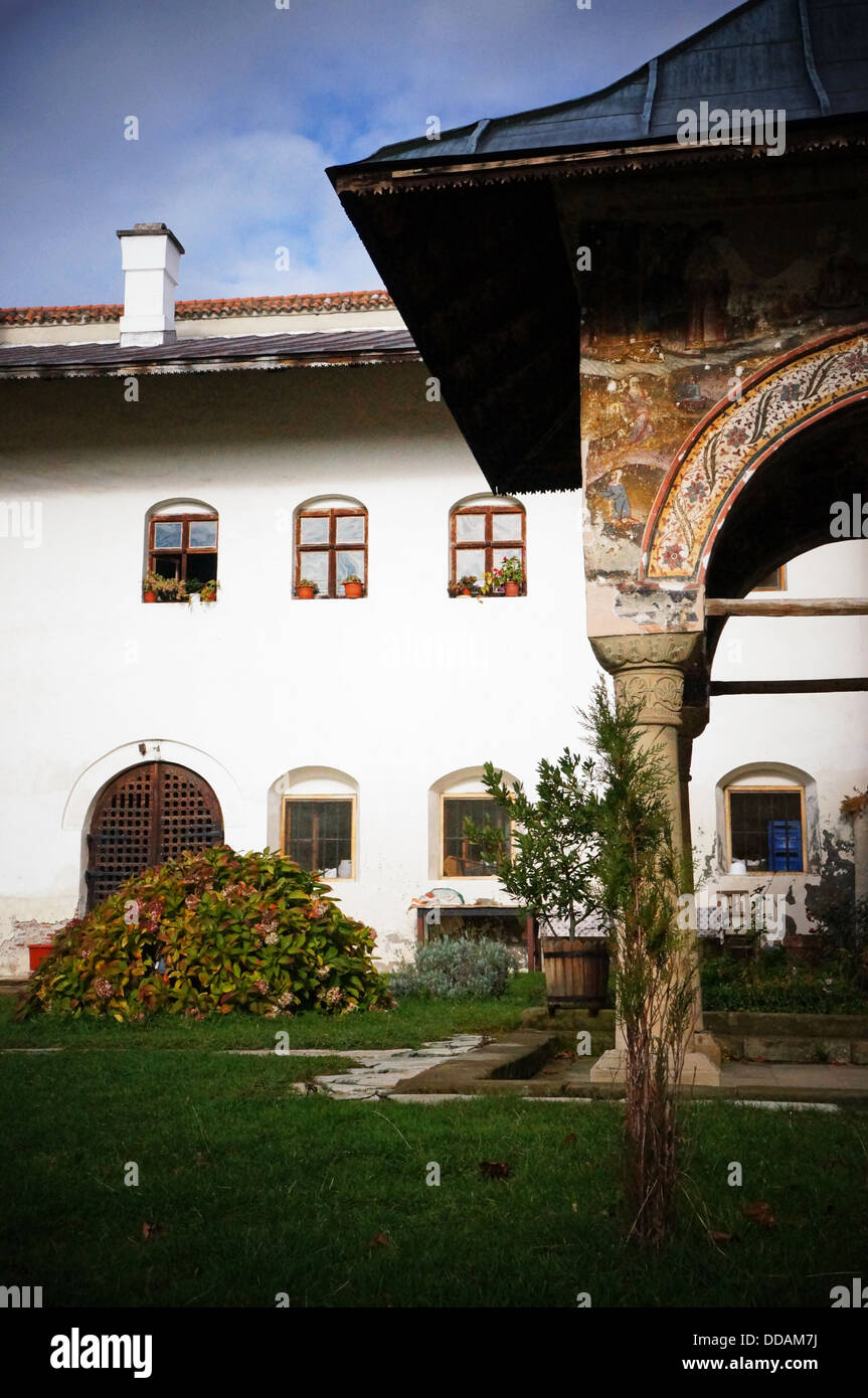 Courtyard of the Polovragi monastery in Romania Stock Photo - Alamy