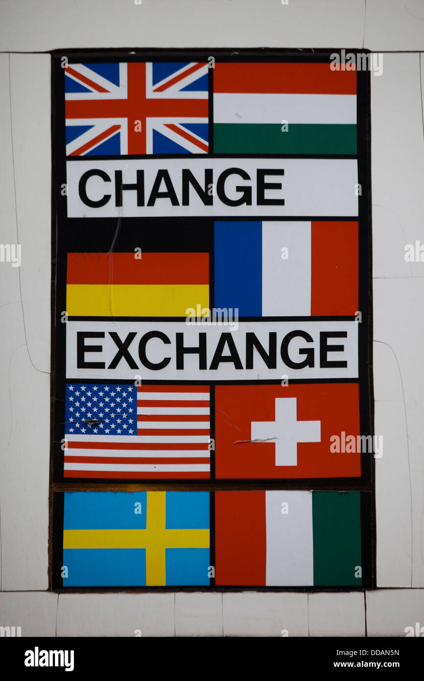 Sign for The Change Exchange Stock Photo - Alamy