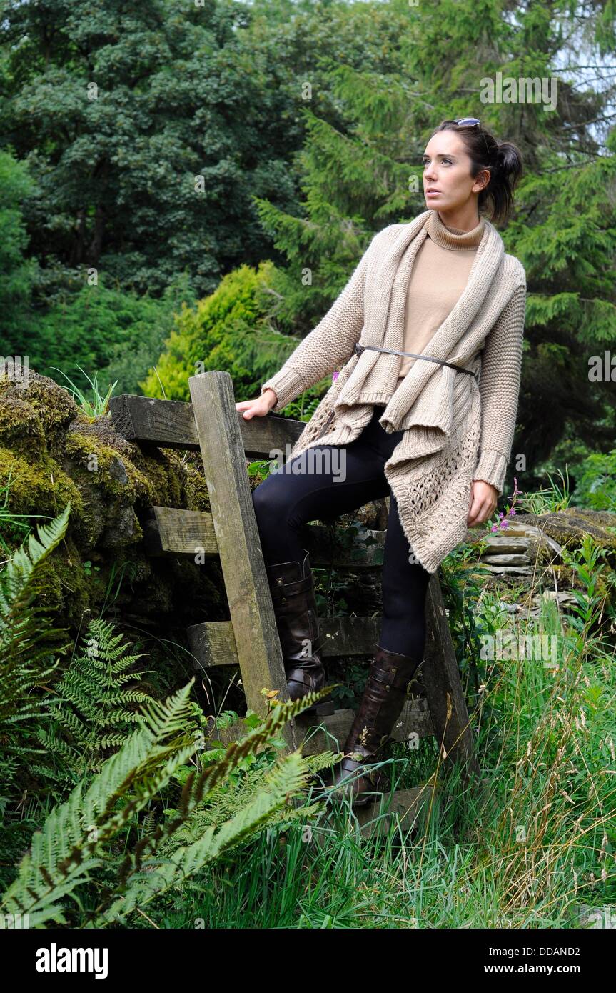 Woman in rural setting Stock Photo - Alamy