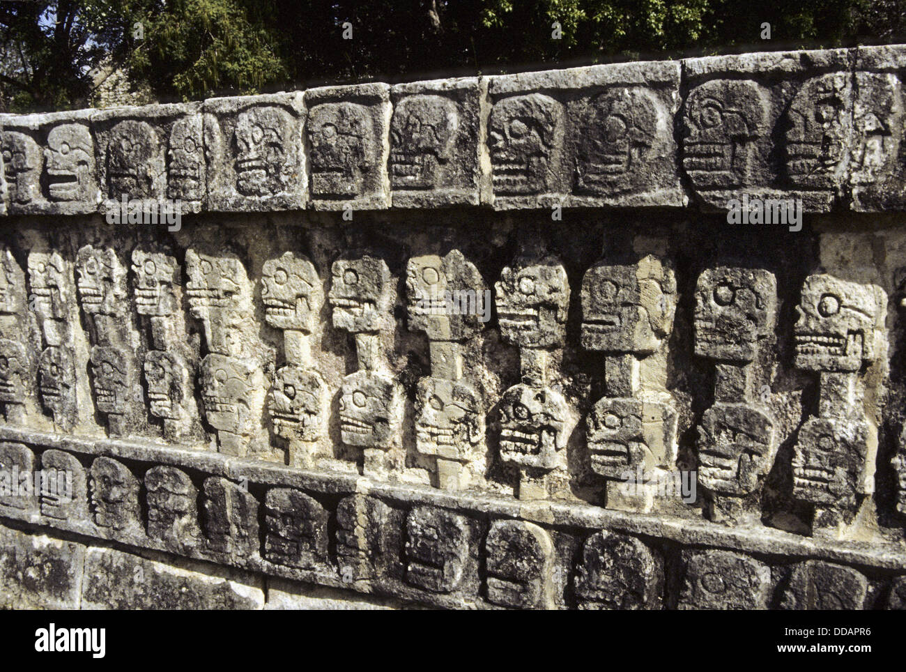 Wall of Skulls. Tzompantli or Platform of Skulls. Chichen Itza, Yucatan ...