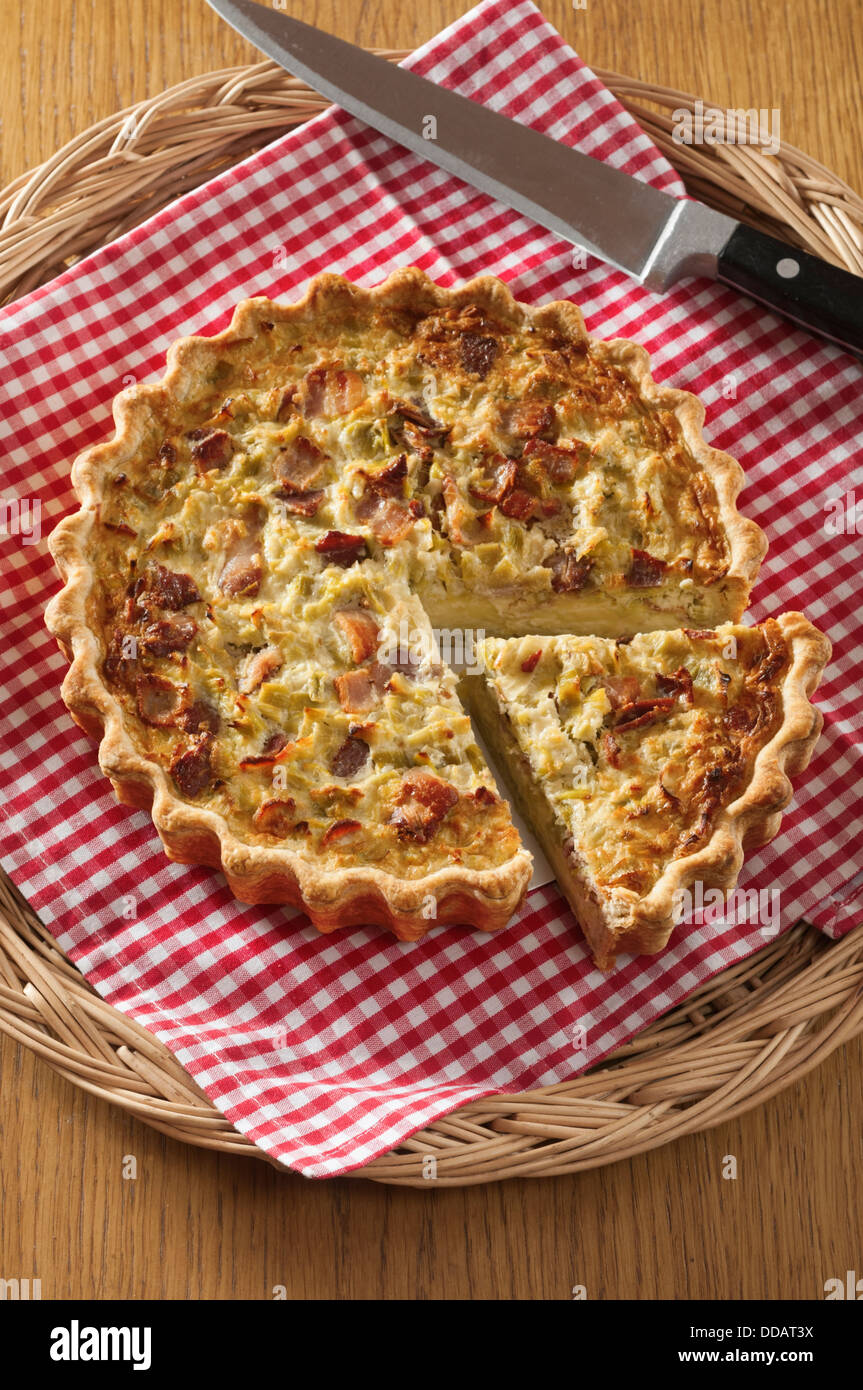 Flamiche aux poireaux. Leek and cheese tart. France Food Stock Photo ...