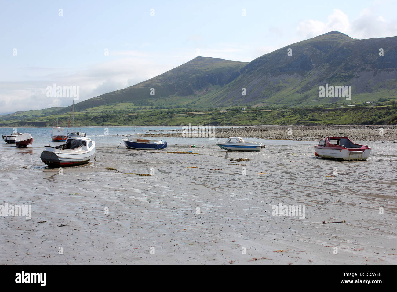 Boats On The Beach At Trefor, which lies at the foot of Yr Eifl, the ...