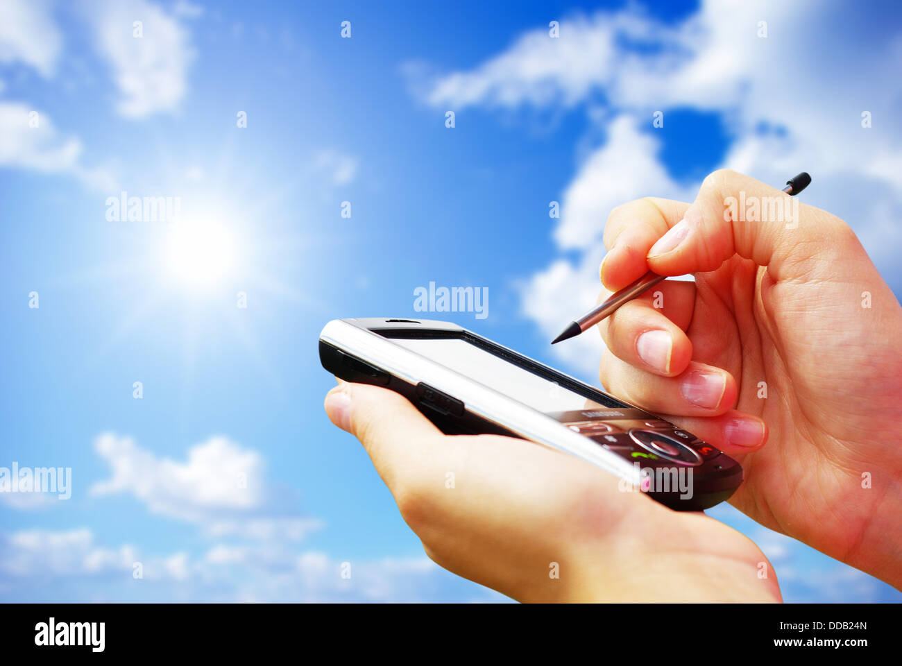 hands with communicator Stock Photo - Alamy