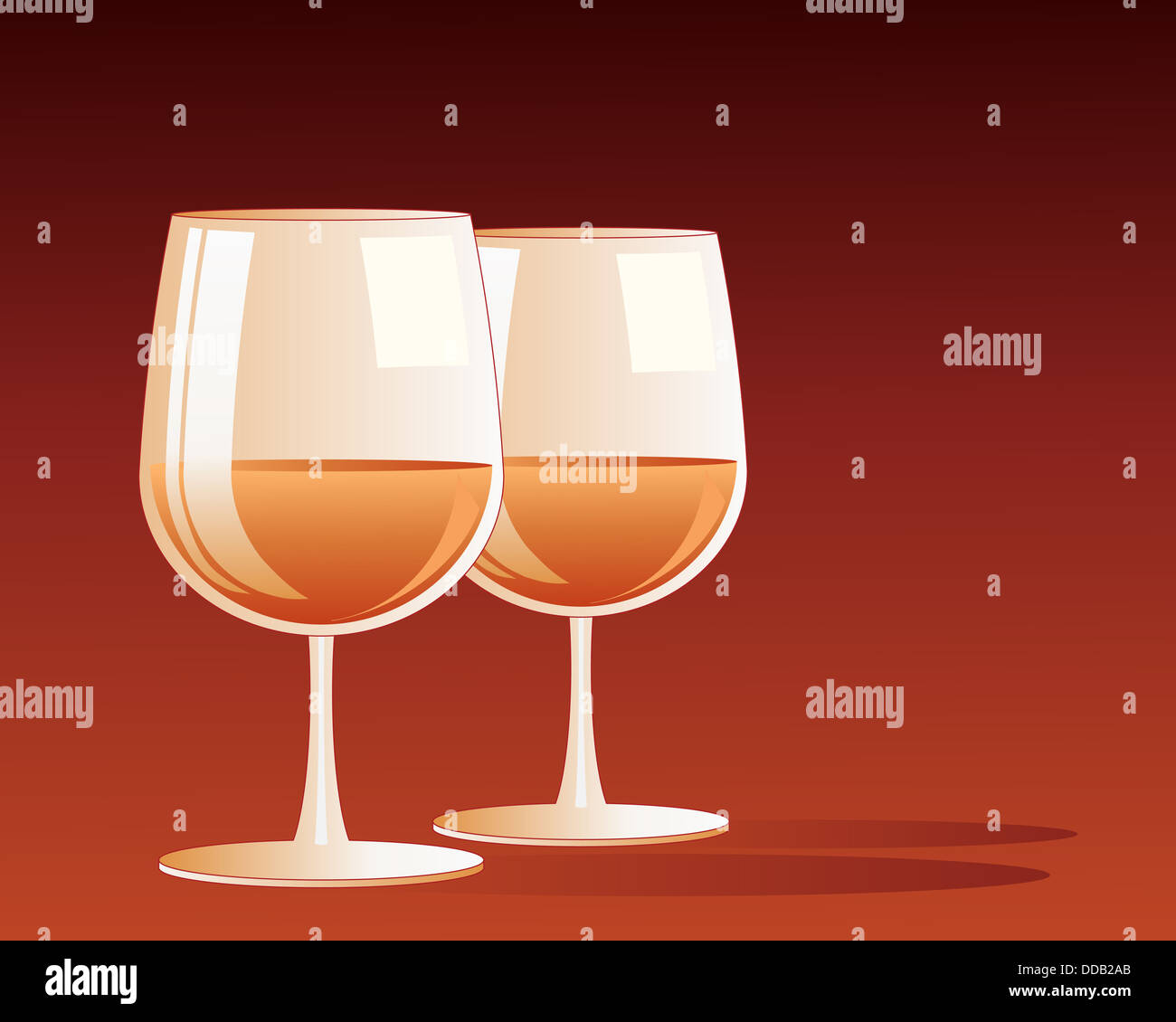 an illustration of two glasses with warm golden brandy drink inside on ...