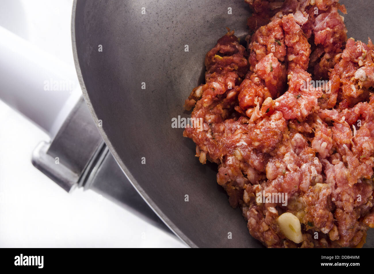 minced meat in a mincer Stock Photo - Alamy