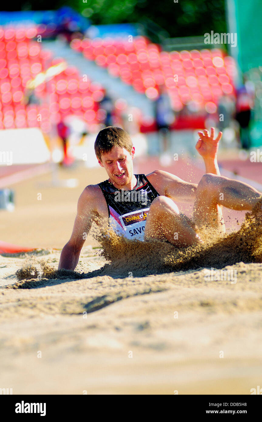 Man male long jump competition competitor jumping hi-res stock ...