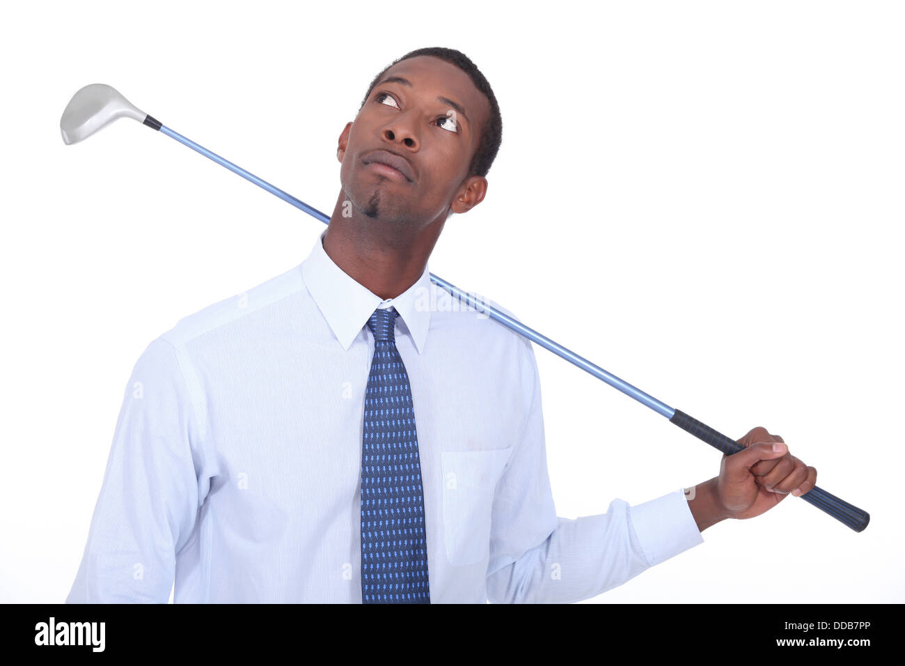 Man with golf club Stock Photo - Alamy