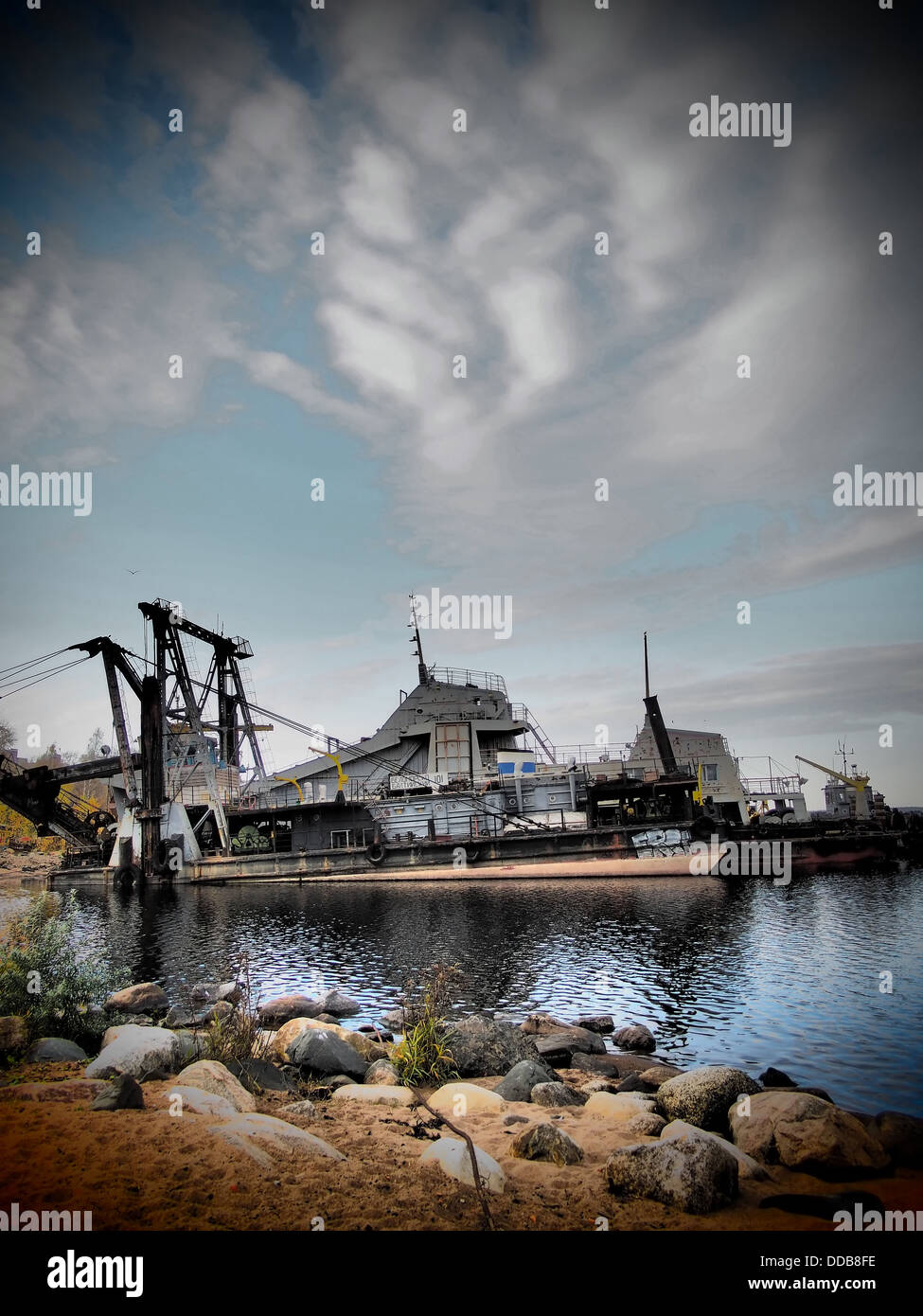 old ship on the lake Stock Photo - Alamy