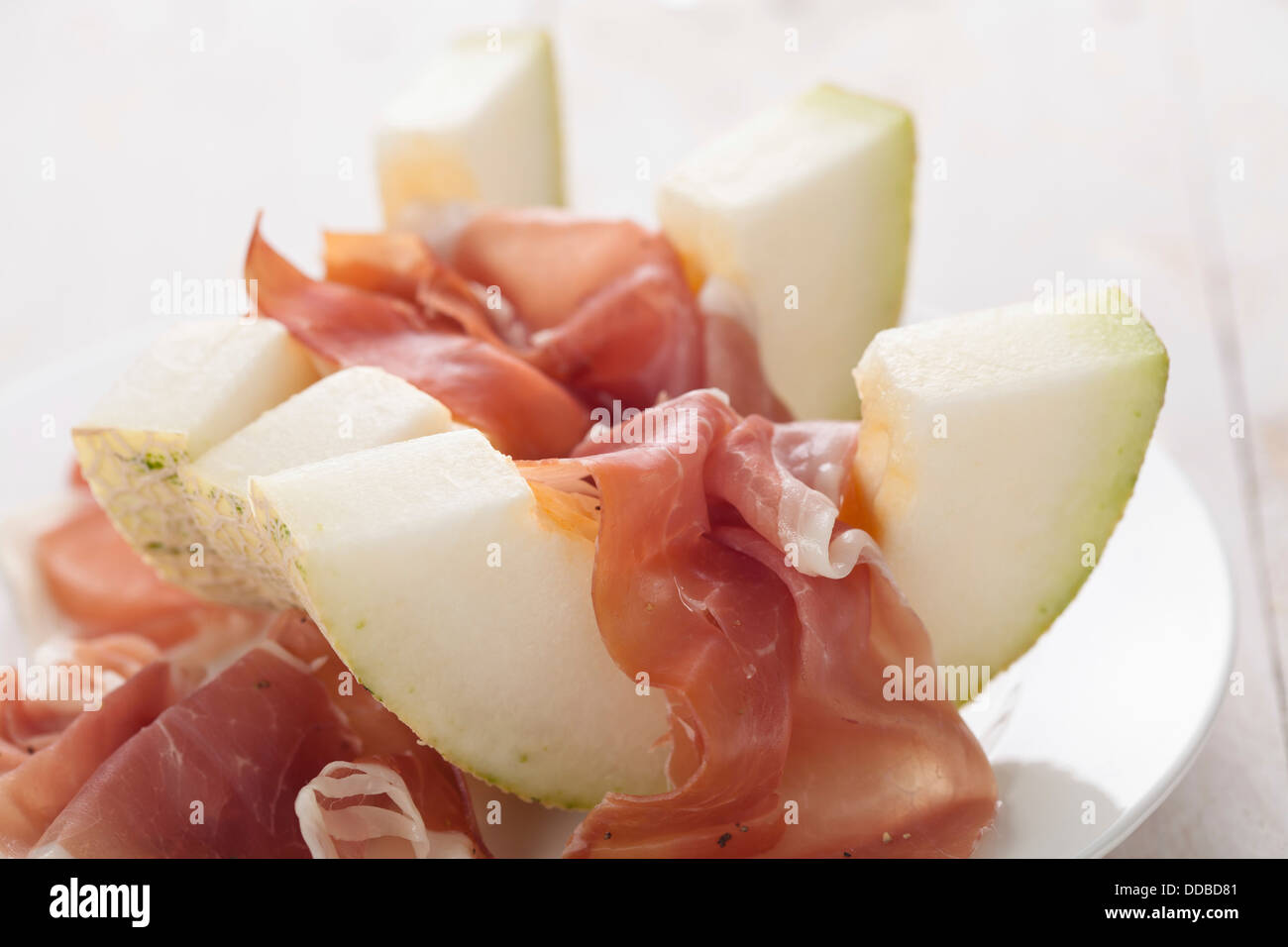 Melon with parma ham Stock Photo - Alamy
