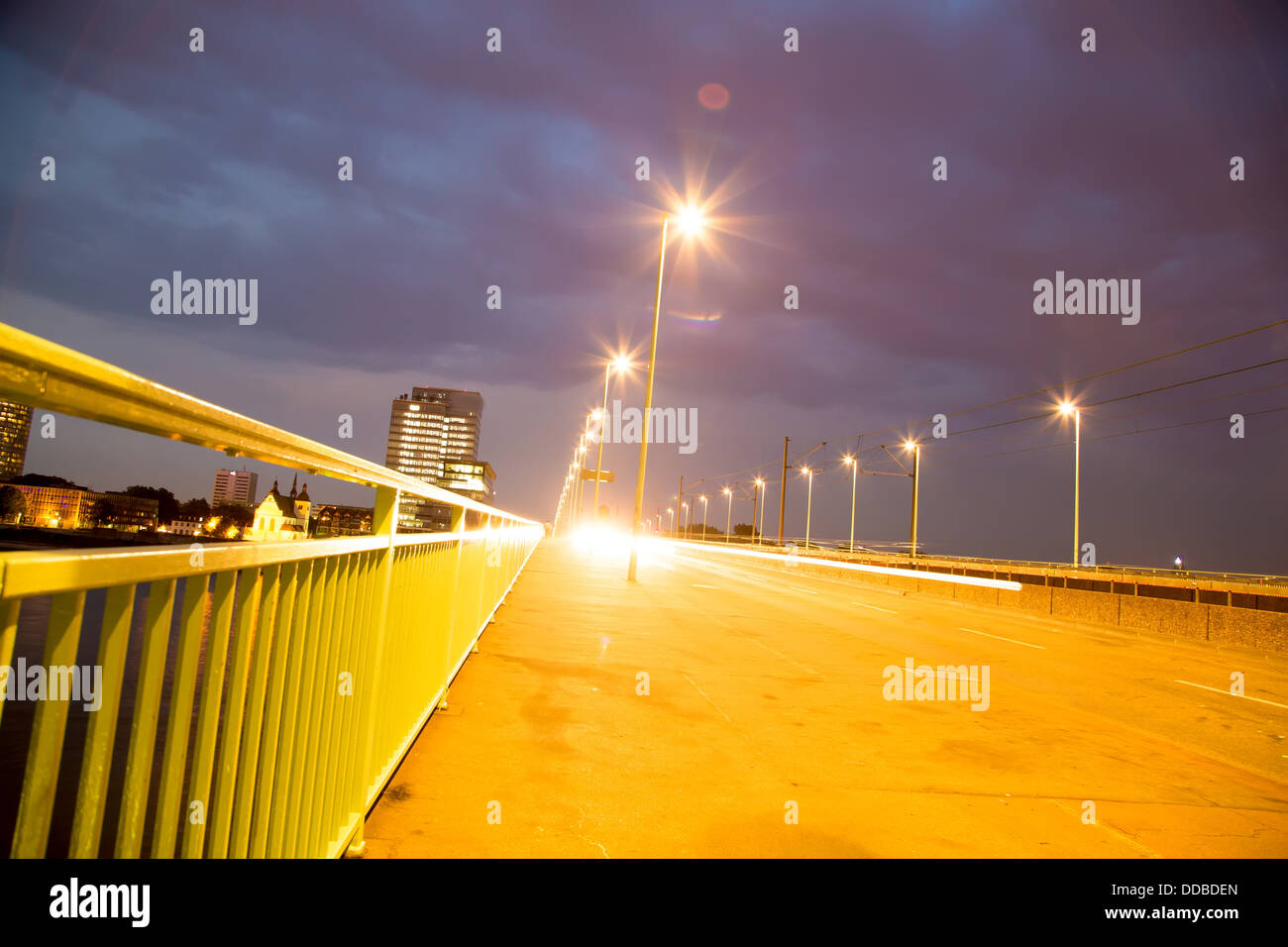 A bridge in Cologne, Germany at night Stock Photo - Alamy