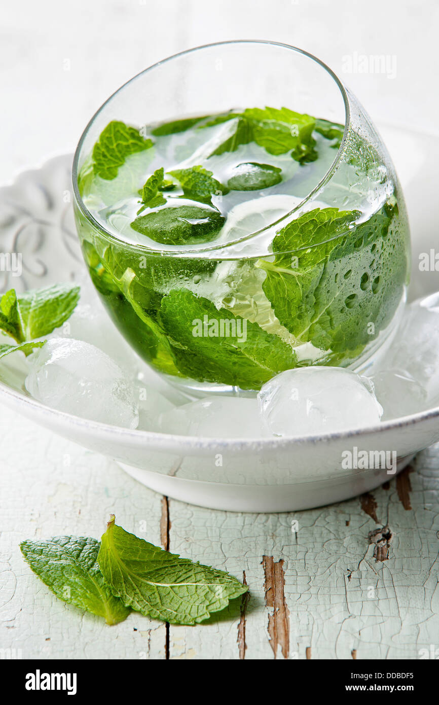 Fresh mint drink with ice Stock Photo - Alamy