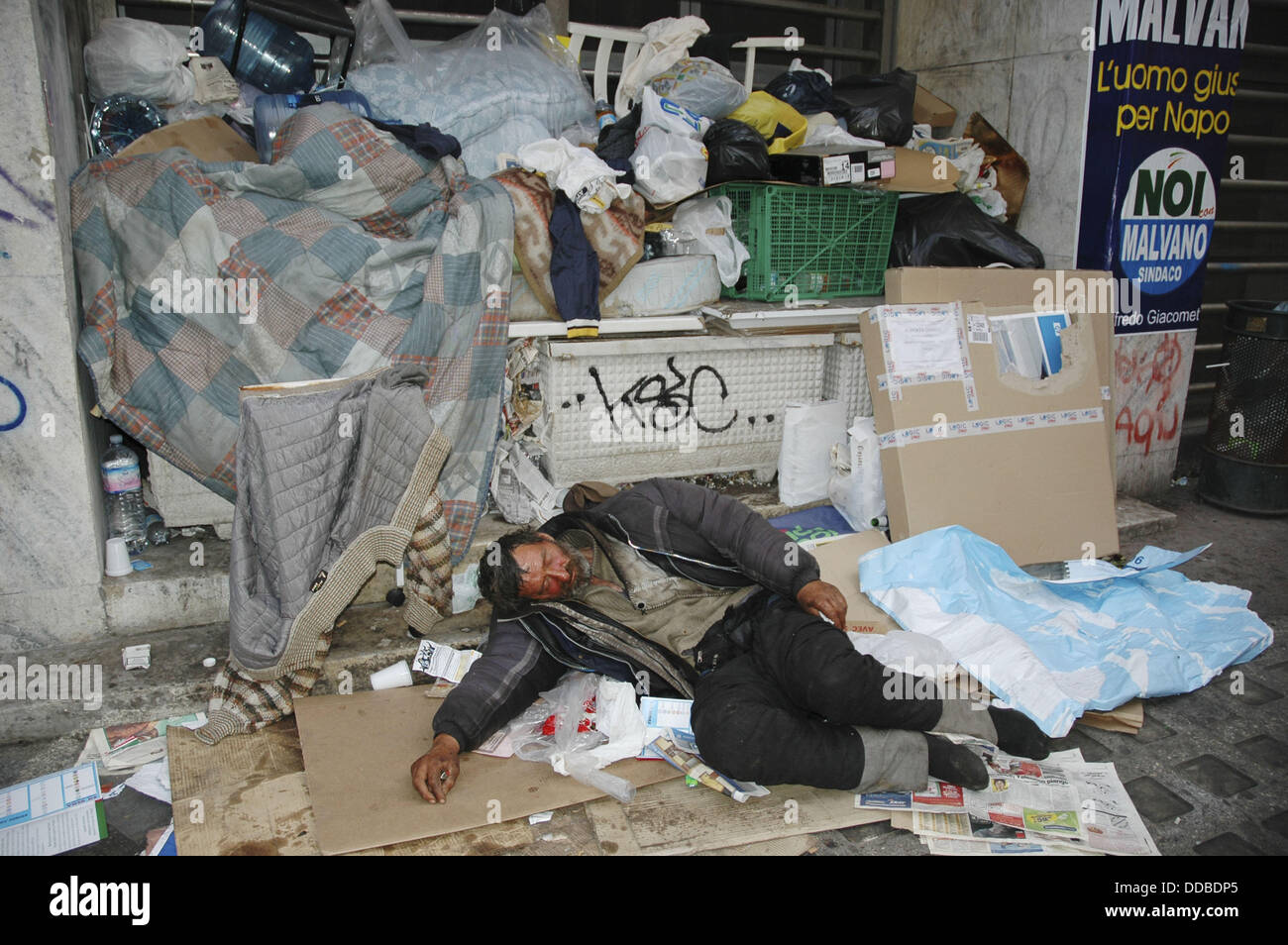 Homeless man. Naples. Italy Stock Photo - Alamy