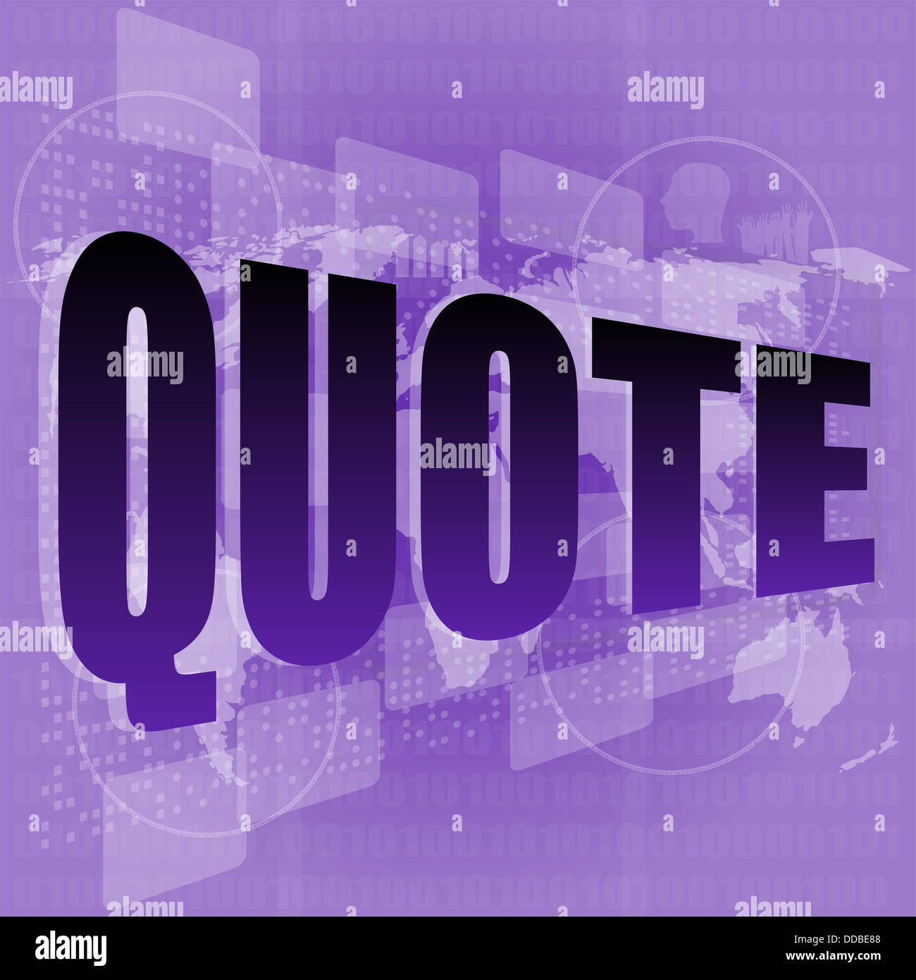quote word on digital screen with world map Stock Photo - Alamy