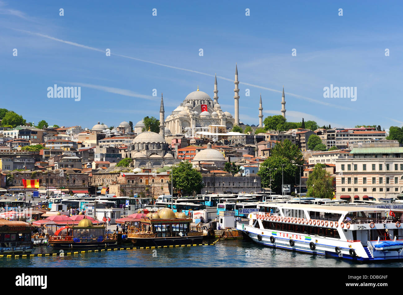 Eminonu waterfront with Suleymaniye Mosque in background - Istanbul ...