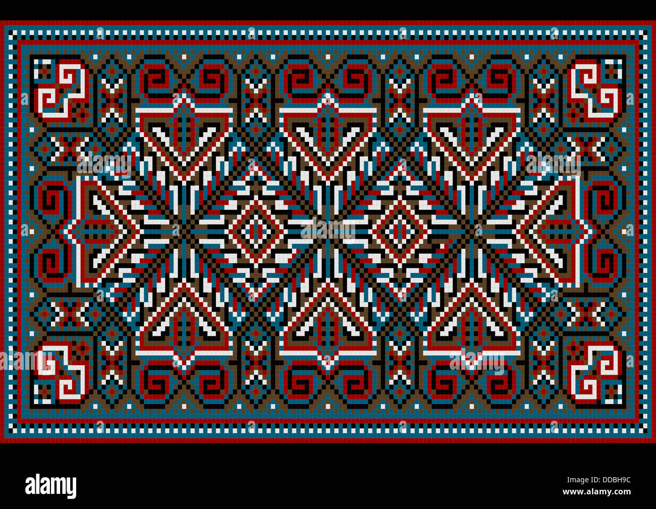 Carpet old style in blue and burgundy shades Stock Photo - Alamy