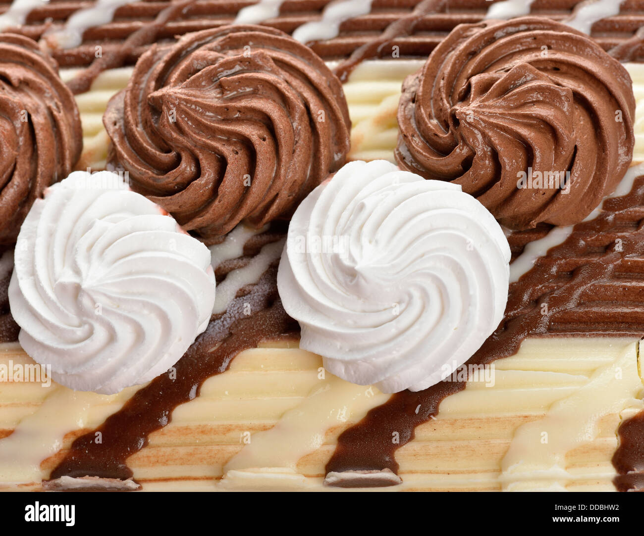 Cream Decorations On A Cake Stock Photo - Alamy