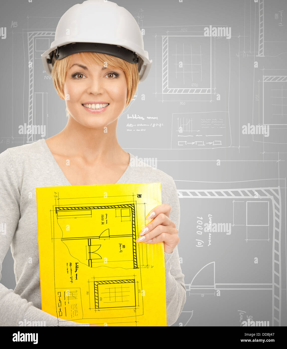 Female contractor in helmet folder hi-res stock photography and images ...