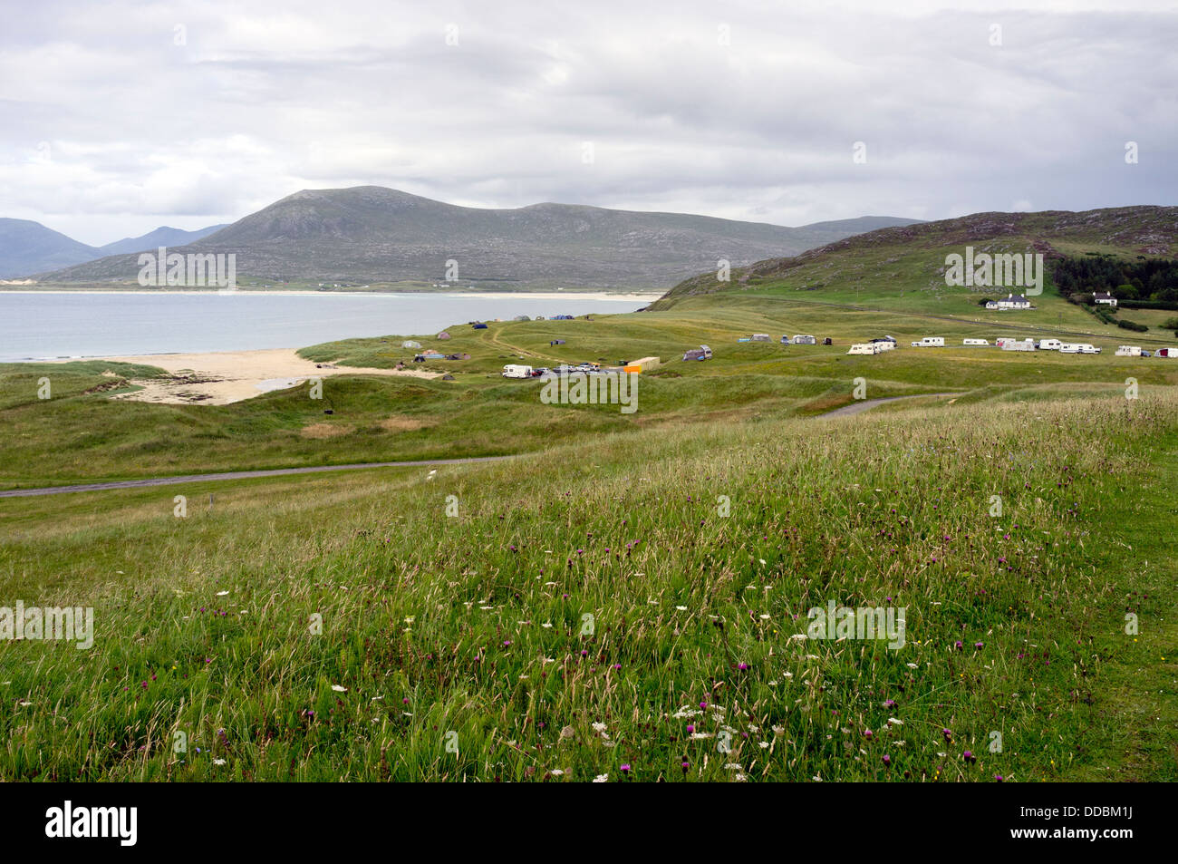 Campsite at Horgabost beach Isle of Harris Western Isles Scotland UK ...