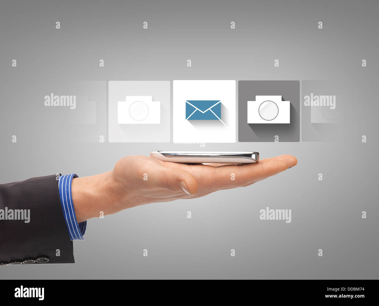 hand with smartphone showing application Stock Photo - Alamy