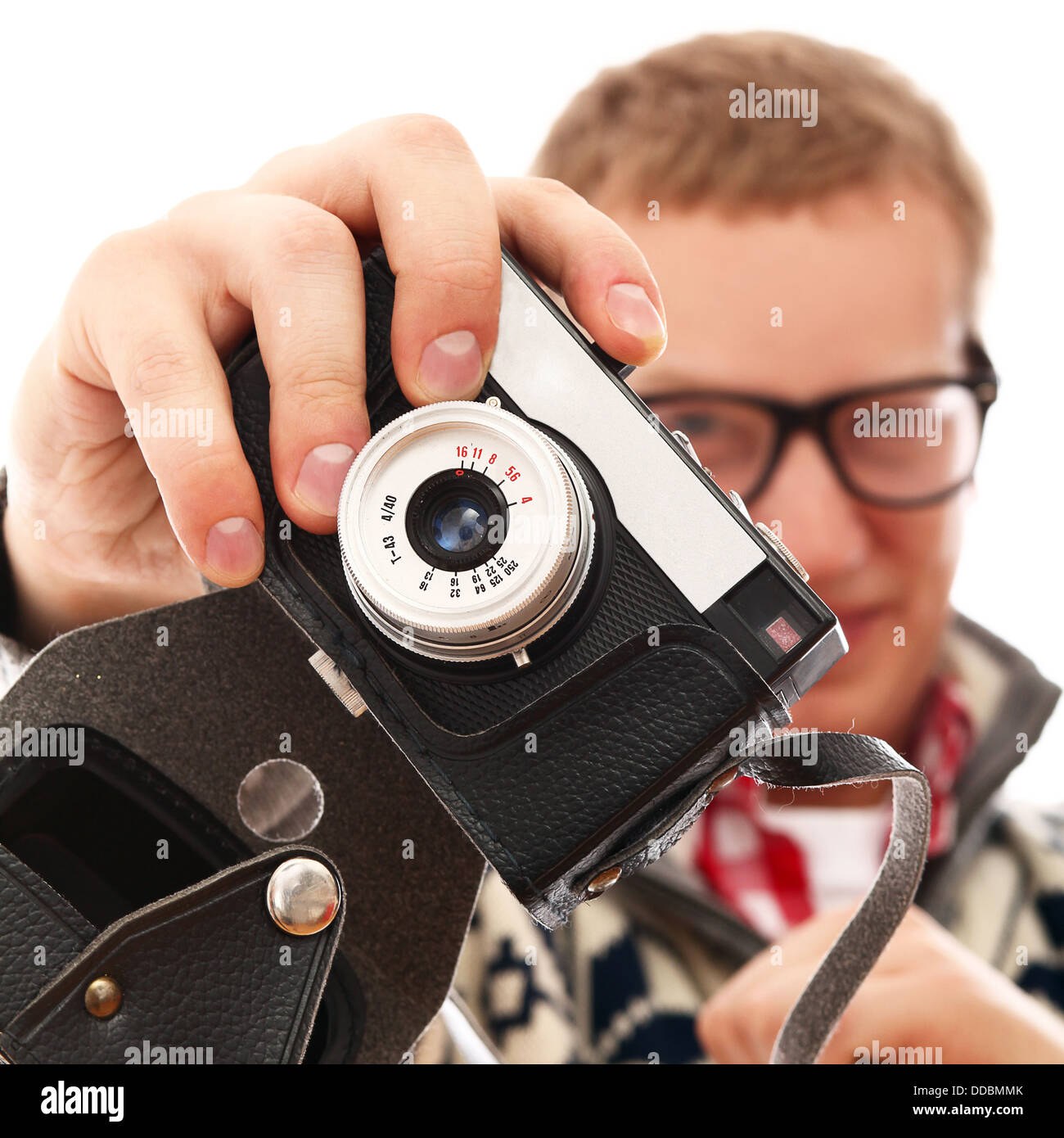 Guy with old camera make a photo shoot of you Stock Photo - Alamy