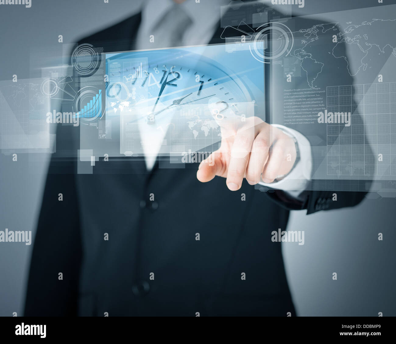 man hands with virtual screens Stock Photo - Alamy