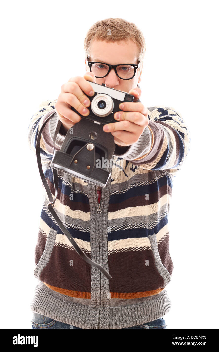Guy with old camera make a photo shoot of you Stock Photo - Alamy