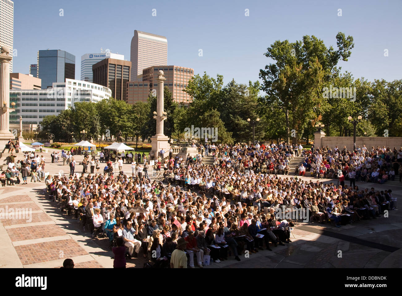 Denver's Civic Center Park is the scene this day of a mass induction of new U.S. Citizens ...