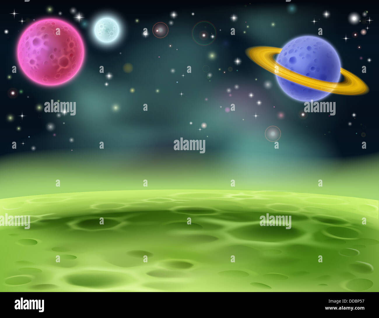 An illustration of an outer space cartoon background with colorful ...
