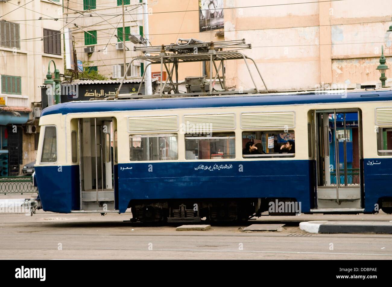 The old & colorful tram in Alexandria,Egypt is very popular with the ...