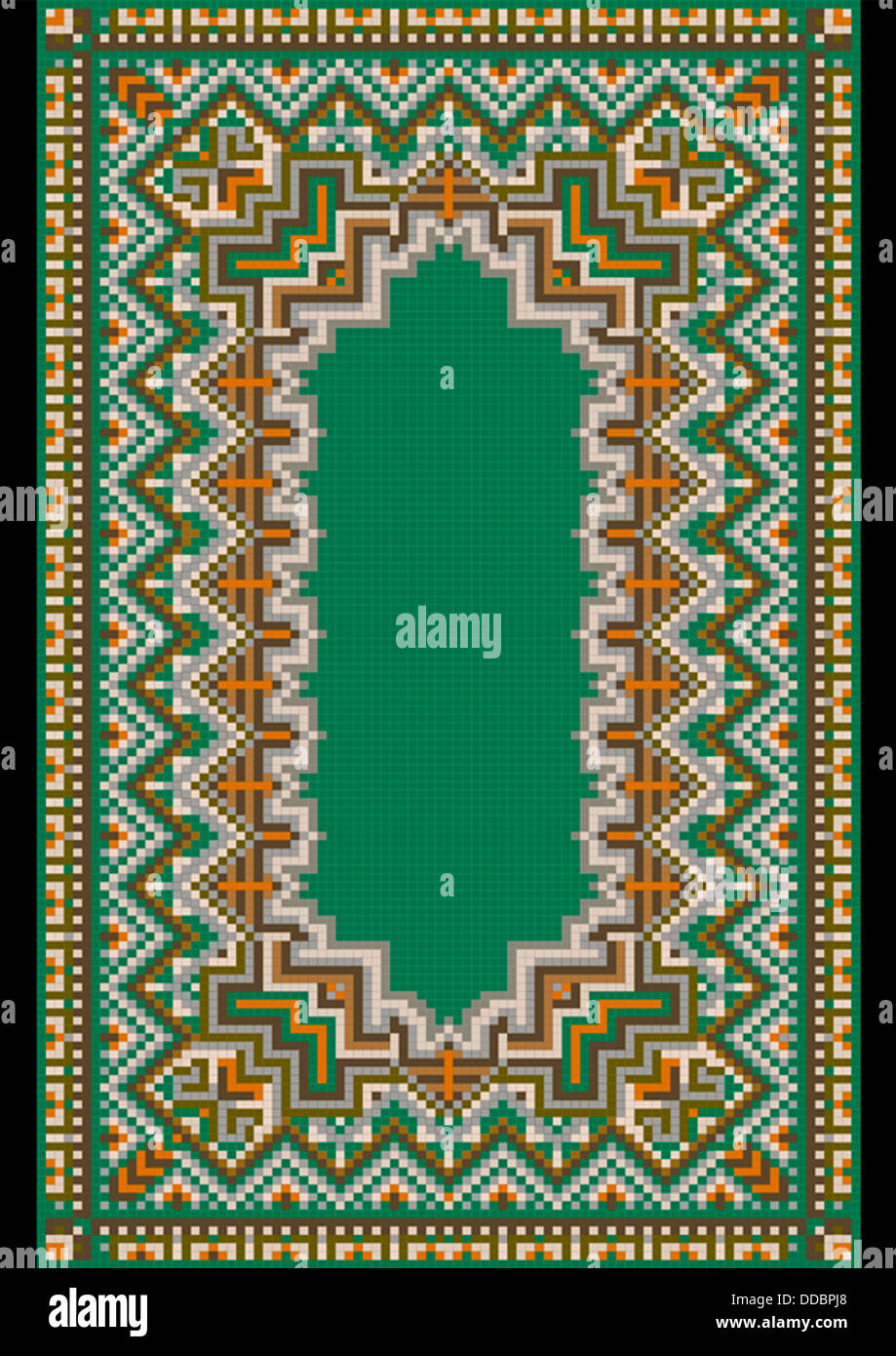 Frame pattern for carpet with variegated green shade Stock Photo - Alamy