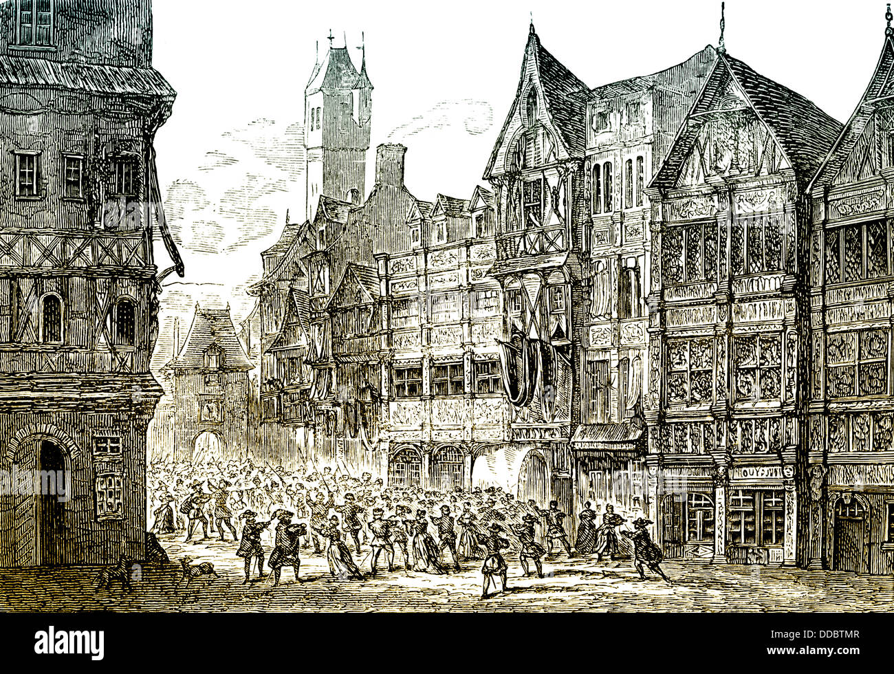 Historical street scene in Netherlands, 17th Century Stock Photo - Alamy
