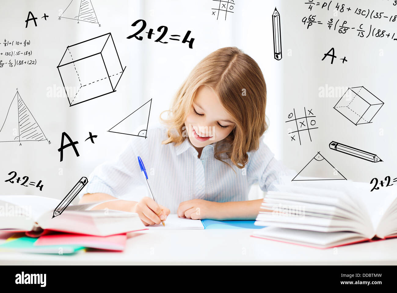 student girl studying at school Stock Photo - Alamy