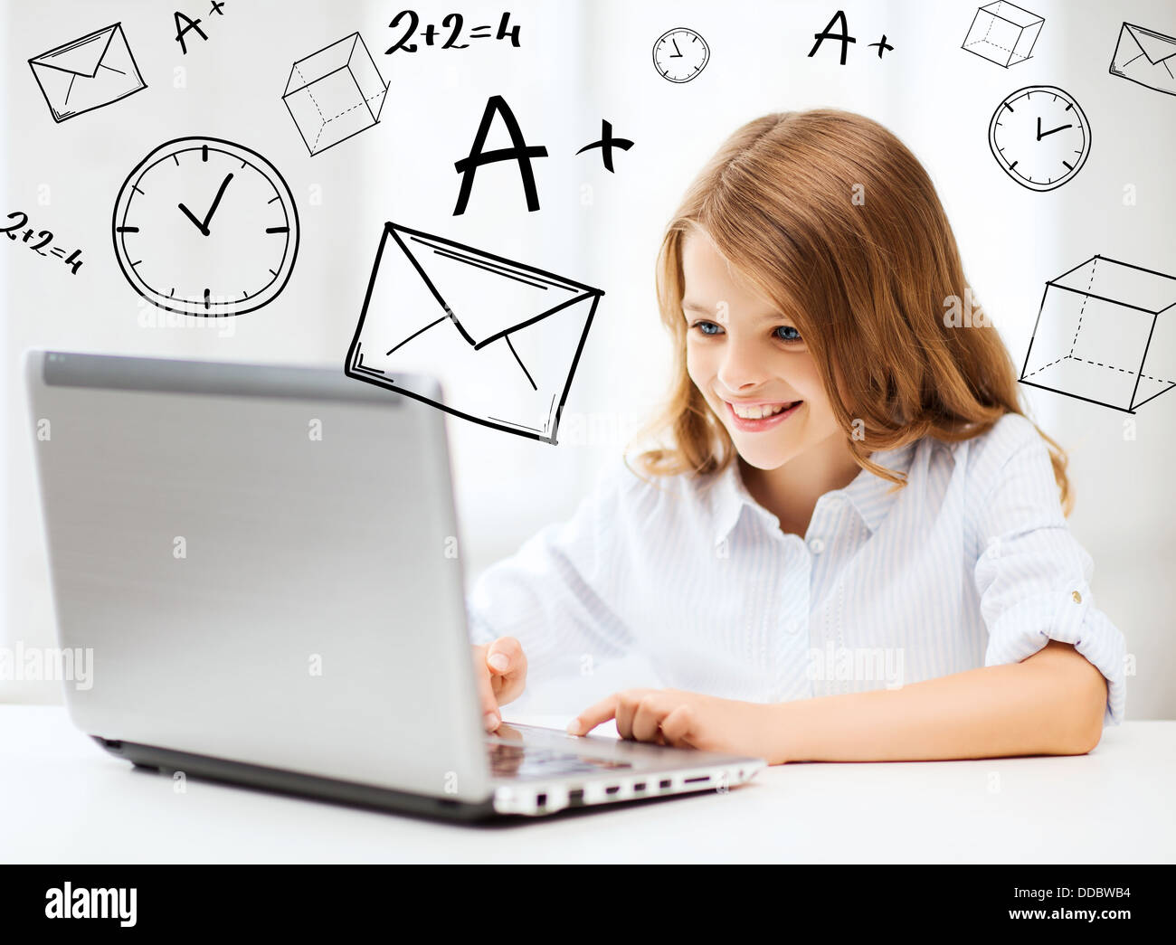 girl with laptop pc at school Stock Photo - Alamy