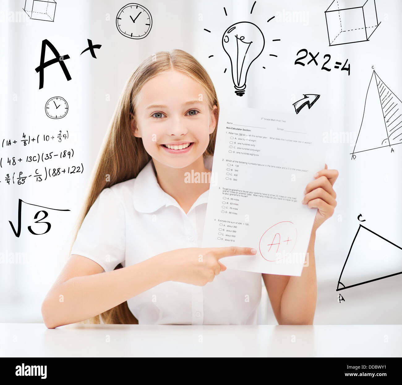 girl with test and A grade at school Stock Photo - Alamy