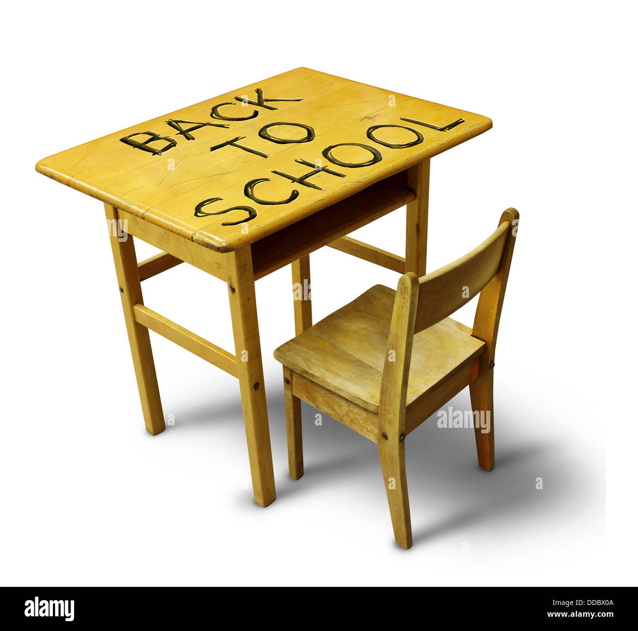Back to school desk with a wooden education furniture equipment with ...