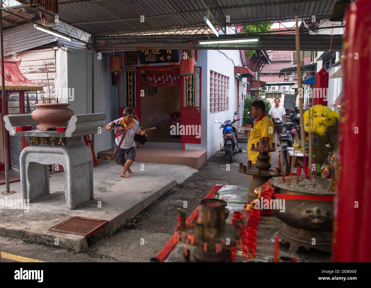 Malaysian Shaman With A Whip, George Town, Penang, Malaysia Stock Photo ...