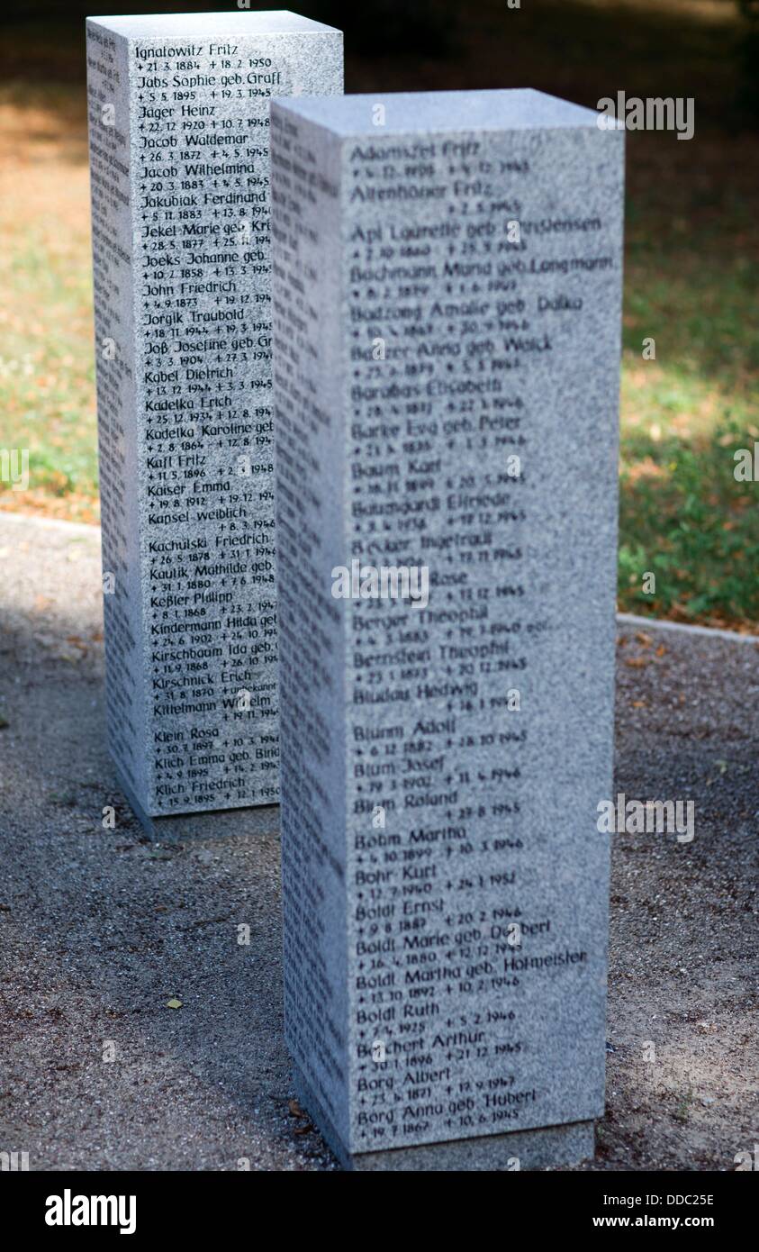 Commemorative stones engraved with names of refugees that died at the ...