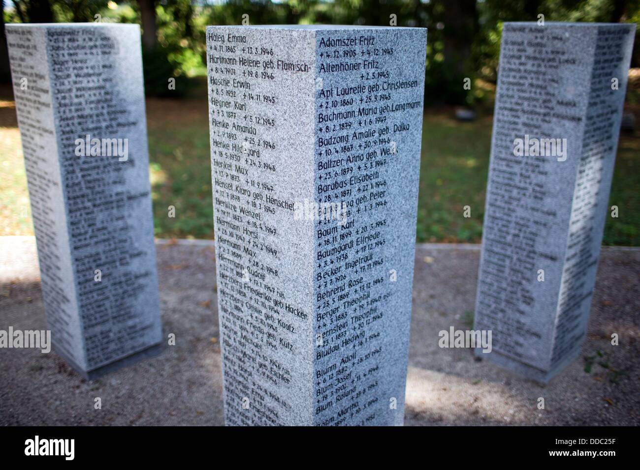Commemorative stones engraved with names of refugees that died at the ...